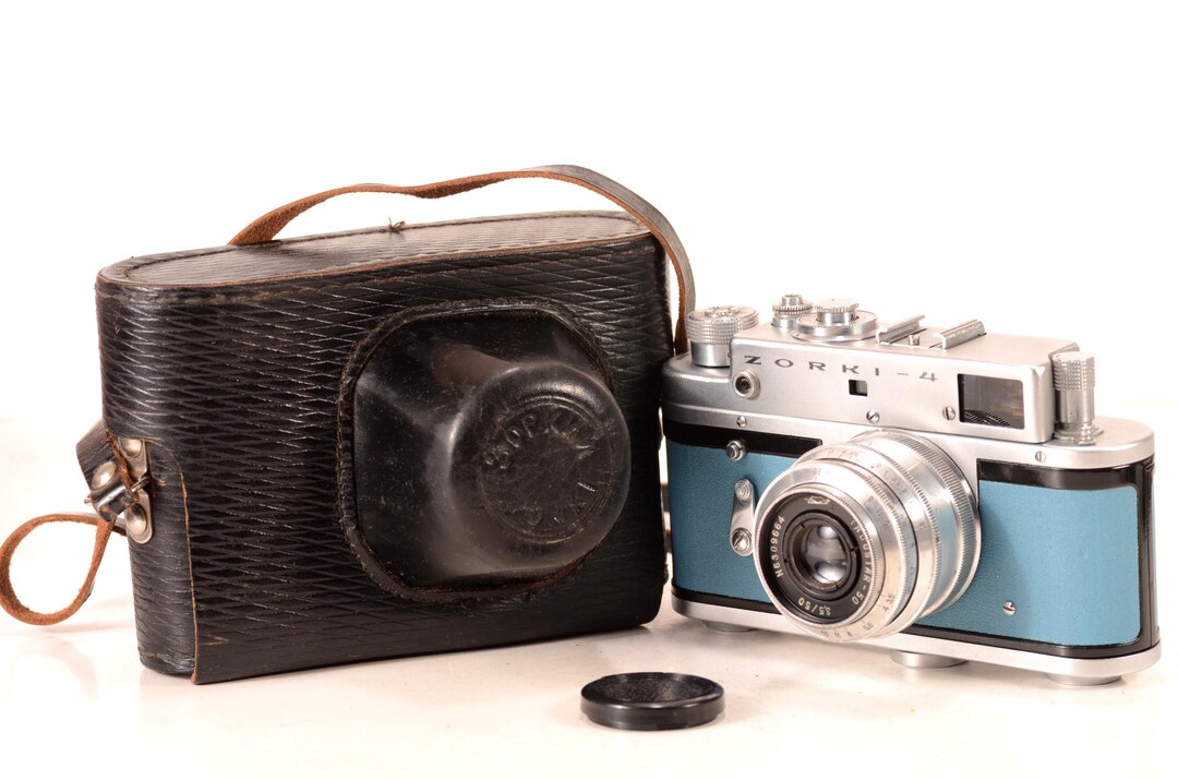Zorki 4 Serviced CLA USSR Leica 35mm Camera Blue Body L39 Industar 50 3 ...