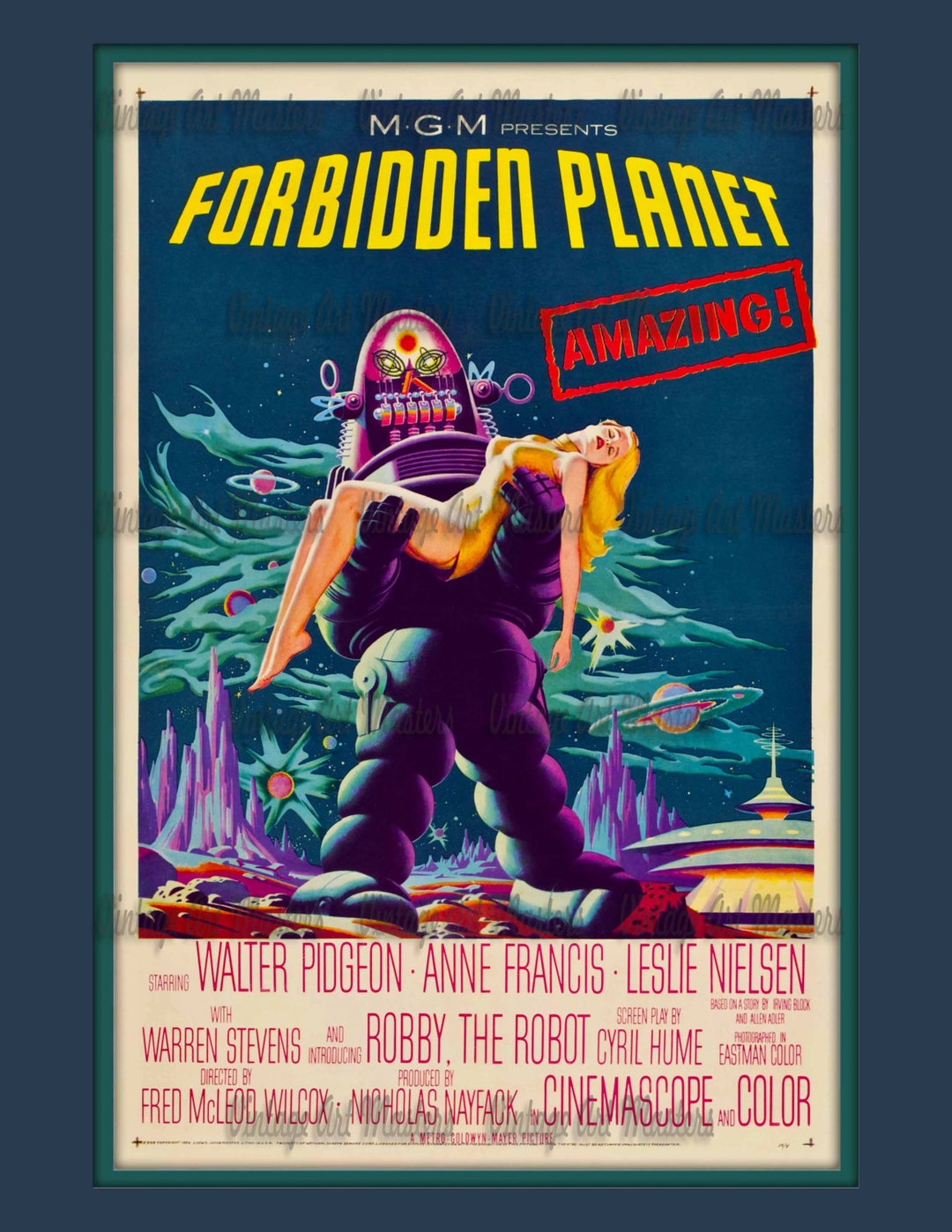 Vintage Science Fiction Movie Poster - Forbidden Planet - Retro Sci Fi ...