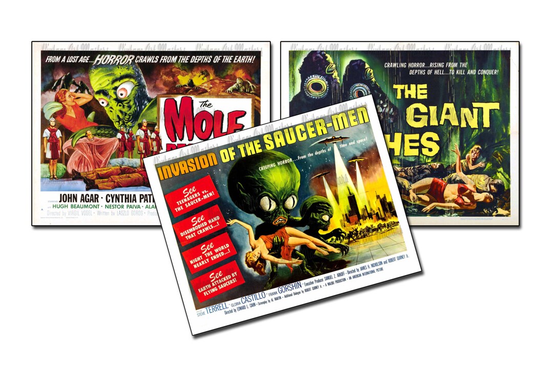 Vintage Science Fiction Horror Movie Posters Retro 1950's Sci Fi ...