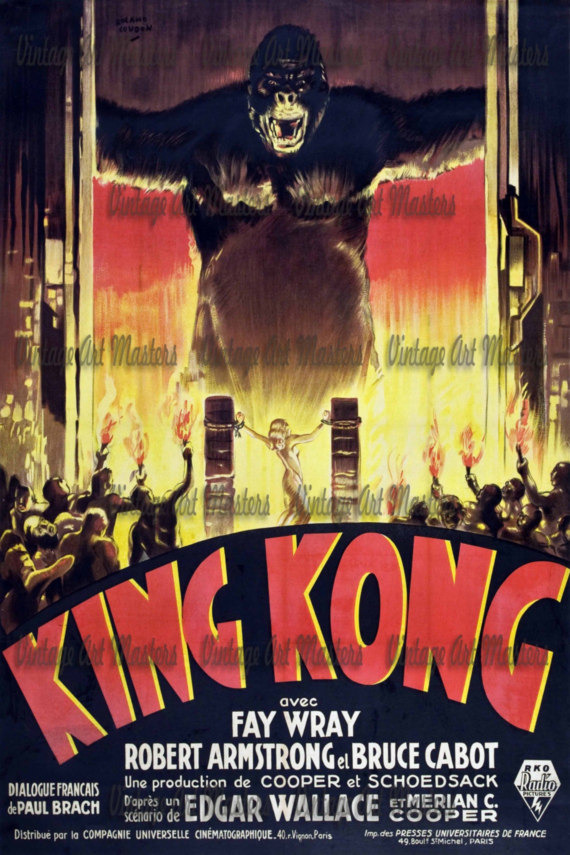Vintage Science Fiction Movie Poster 1933 King Kong W/ Fay Wray Retro ...