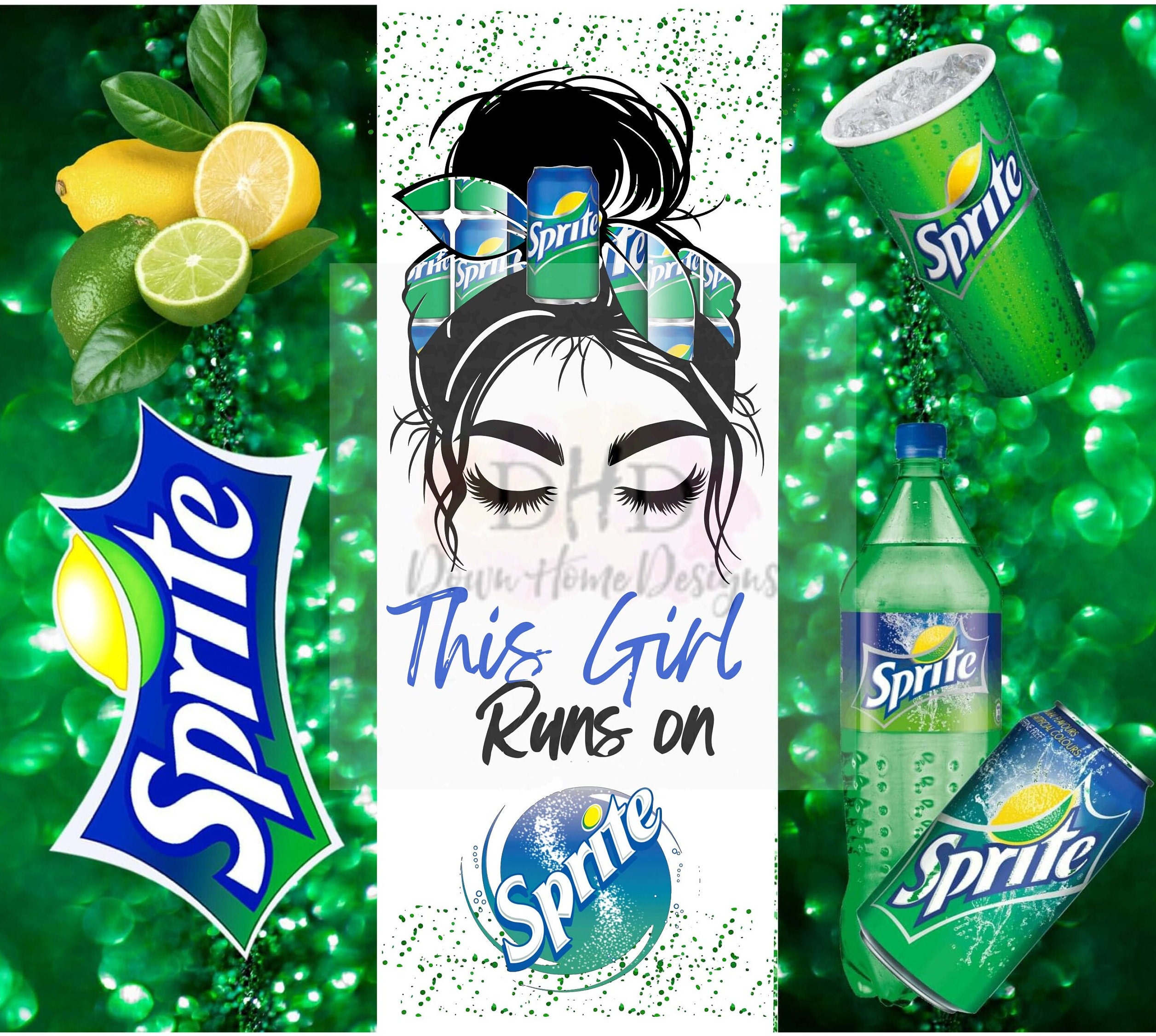 This Girl Runs on Sprite Sublimation Tumbler Wrap, Png File DIGITAL ...