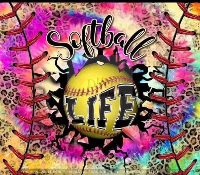 Softball Life Leopard and Bright Colors Png File - Etsy