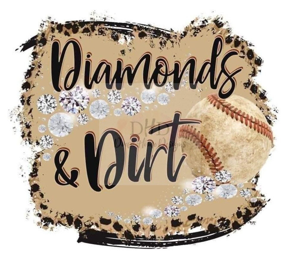 Diamonds and Dirt, Baseball, Distressed Leopard Patch, Png File ...