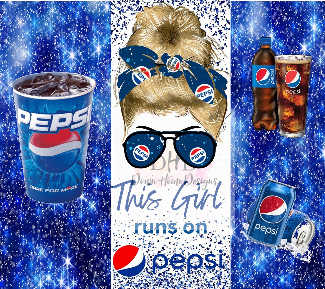 Blonde This Girl Runs on Pepsi With Blue Glitter Sublimation Tumbler ...