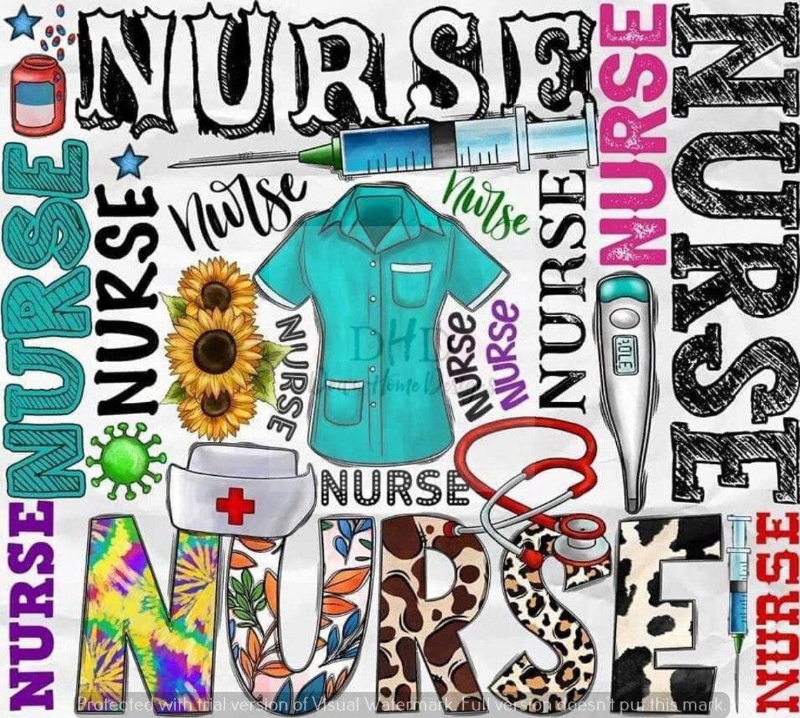 Nurse Collage, Scrubs, Leopard, RN, Png File, Sublimation Image DIGITAL ...
