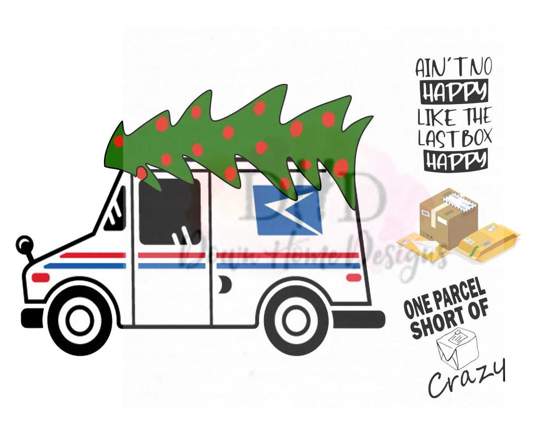 USPS Mail Truck Delivery Driver With Christmas Tree Sublimation Design ...