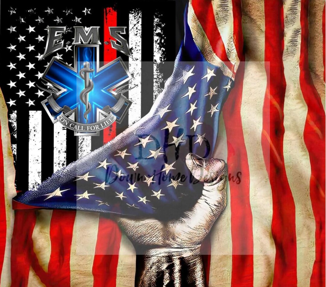 EMT Hand Pulling Flag off Crest Png File for Sublimation ***DIGITAL ...