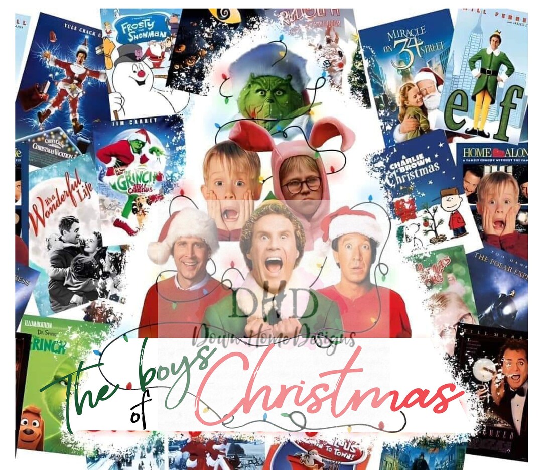 Classic Christmas Movies Collage. Clark, Elf, Santa, Grench! Sublimate ...