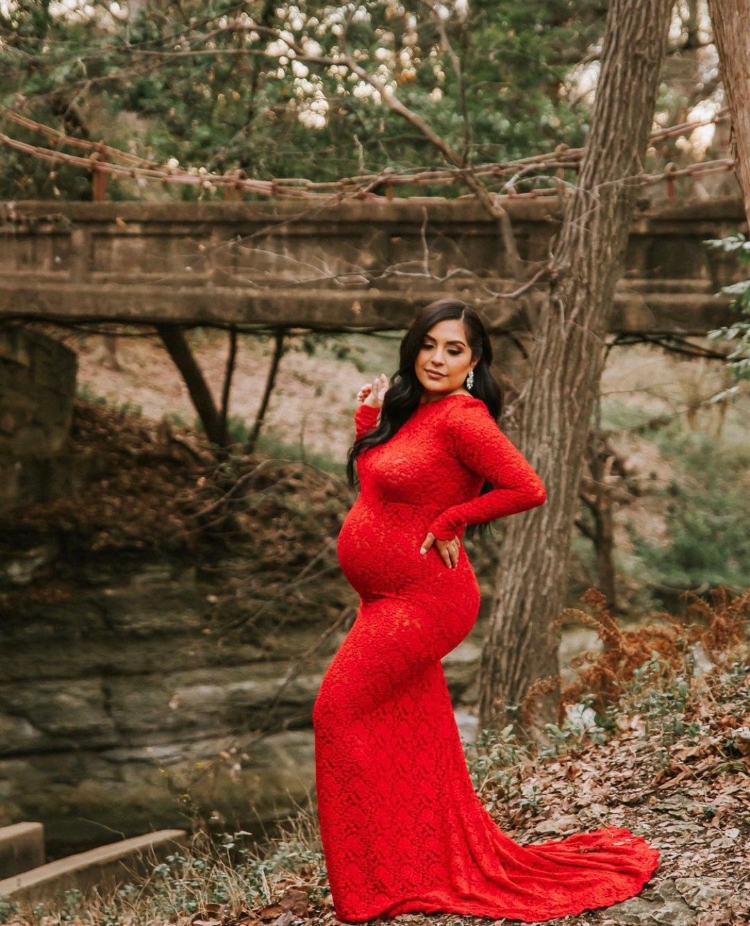 Lace Maternity Fitted Lace Gown~lace Dress~maternity Photography~baby ...