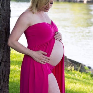 Chiffon Maternity Gown: Open Belly Split Front Maxi Dress - Etsy