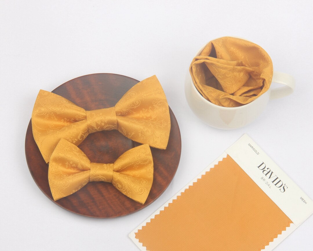 Marigold Yellow Gold Bow Tie &suspenders Wedding Bow Tie for Kids Baby ...