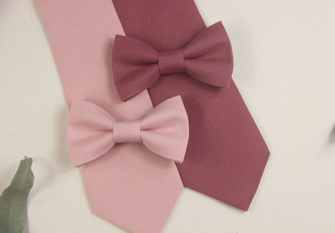 Rose Mauve Bow tie for boys men Navy Blue Adjustable Elastic | Etsy