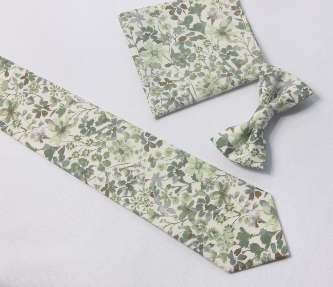 Dusty Sage Floral Neck Tie for Men Dad on Wedding,groom Tie,agave Tie ...