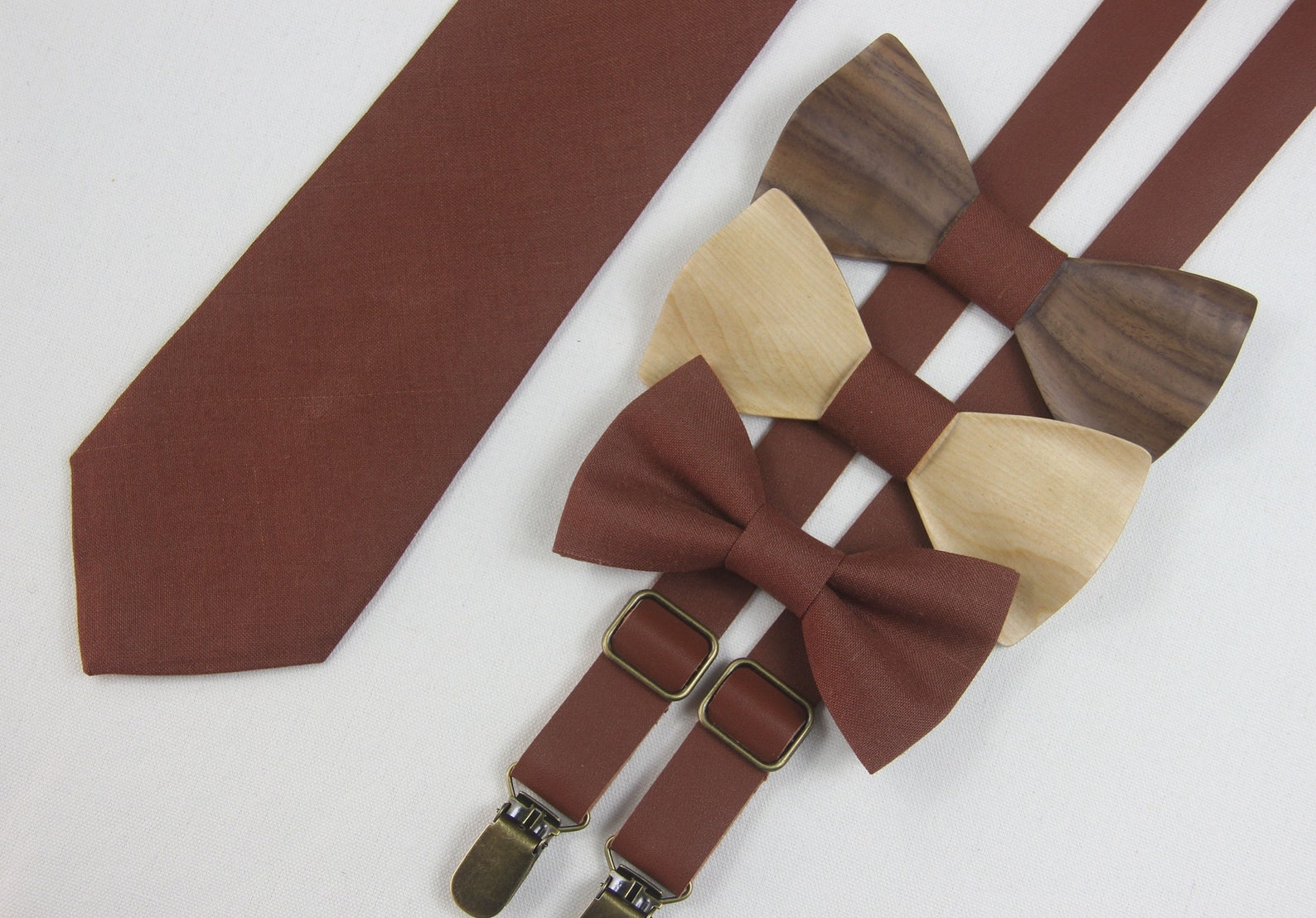 Rust Rusty Brown Bow Tie Suspenders Boys Men Reddish Bow Ties | Etsy