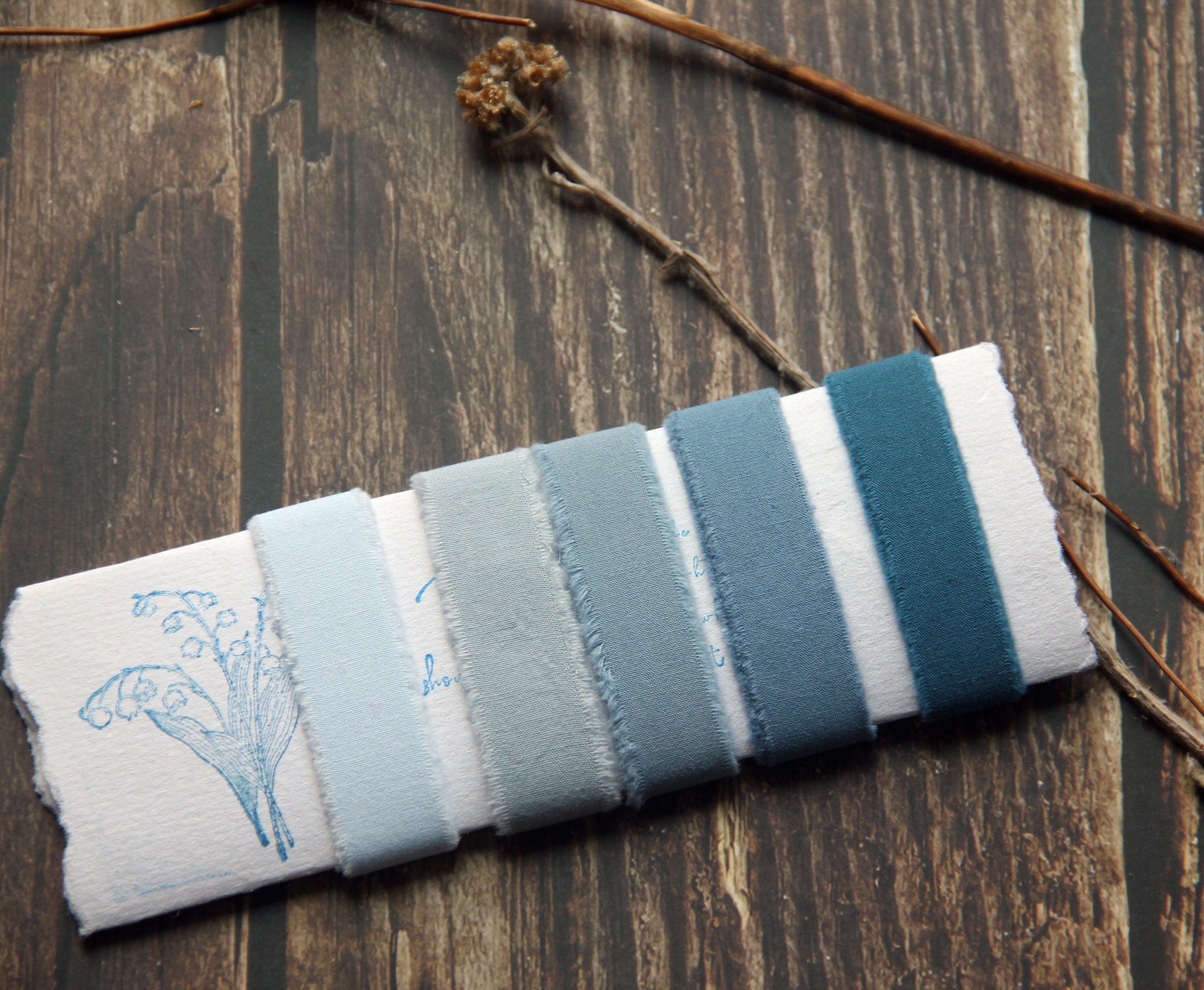 Cotton Ribbons 3 Yards Hand Made Raw Edges Dusty Blue Ribbons - Etsy