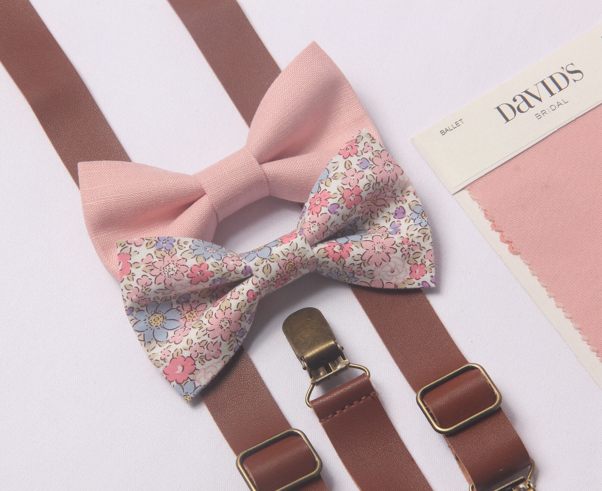 Ballet Floral Ties for Men, Rose Pink Men's Linen Tie, Light Blue Pink ...