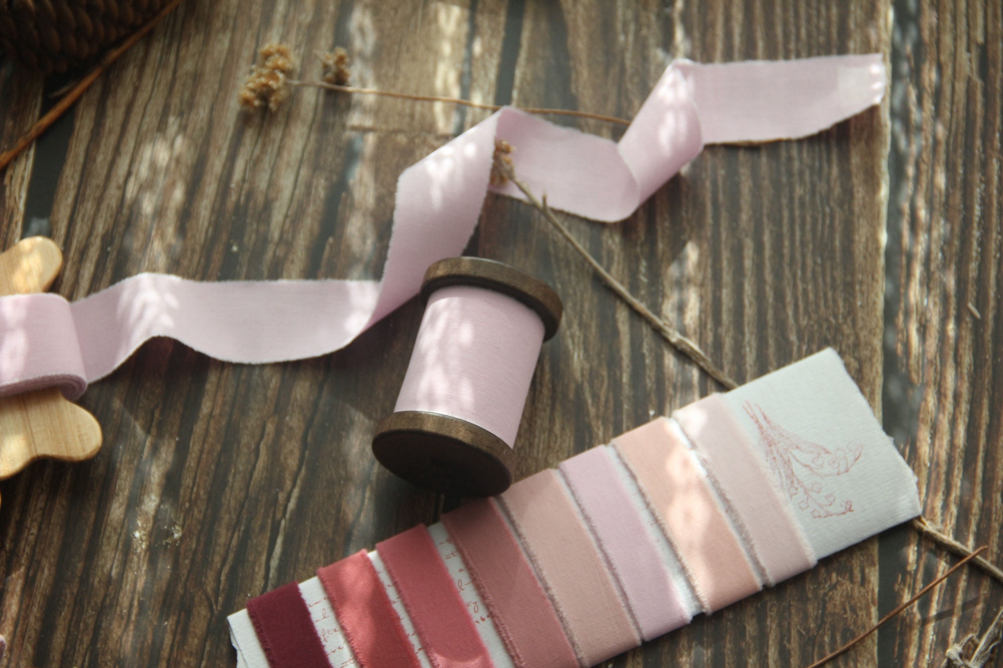 Dusty pink ribbon 3 yards bouquet cotton ribbon table decor | Etsy