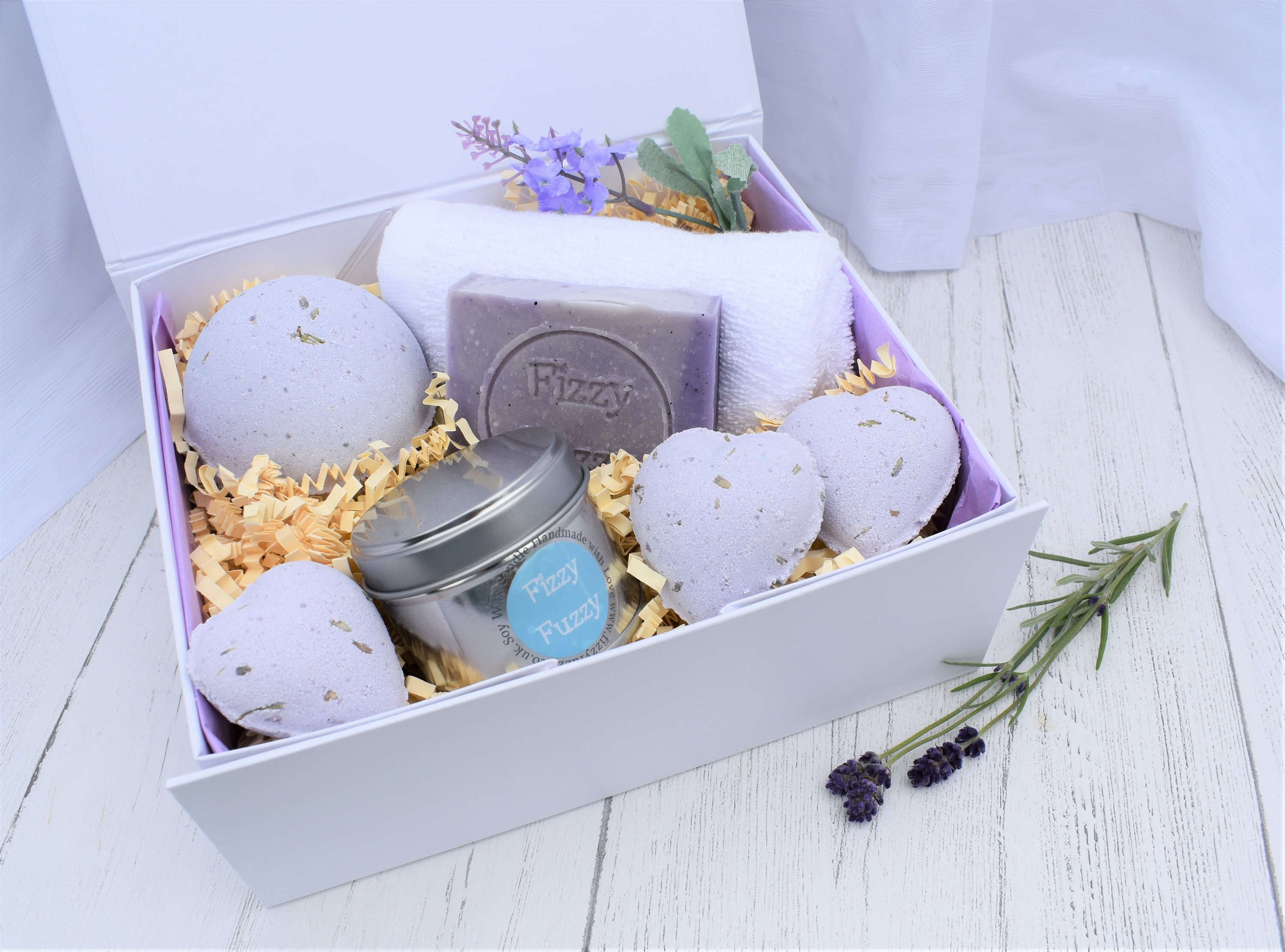 Lovely Lavender Bath Bombs, Handmade Soap, and Handmade Candle Gift Set ...