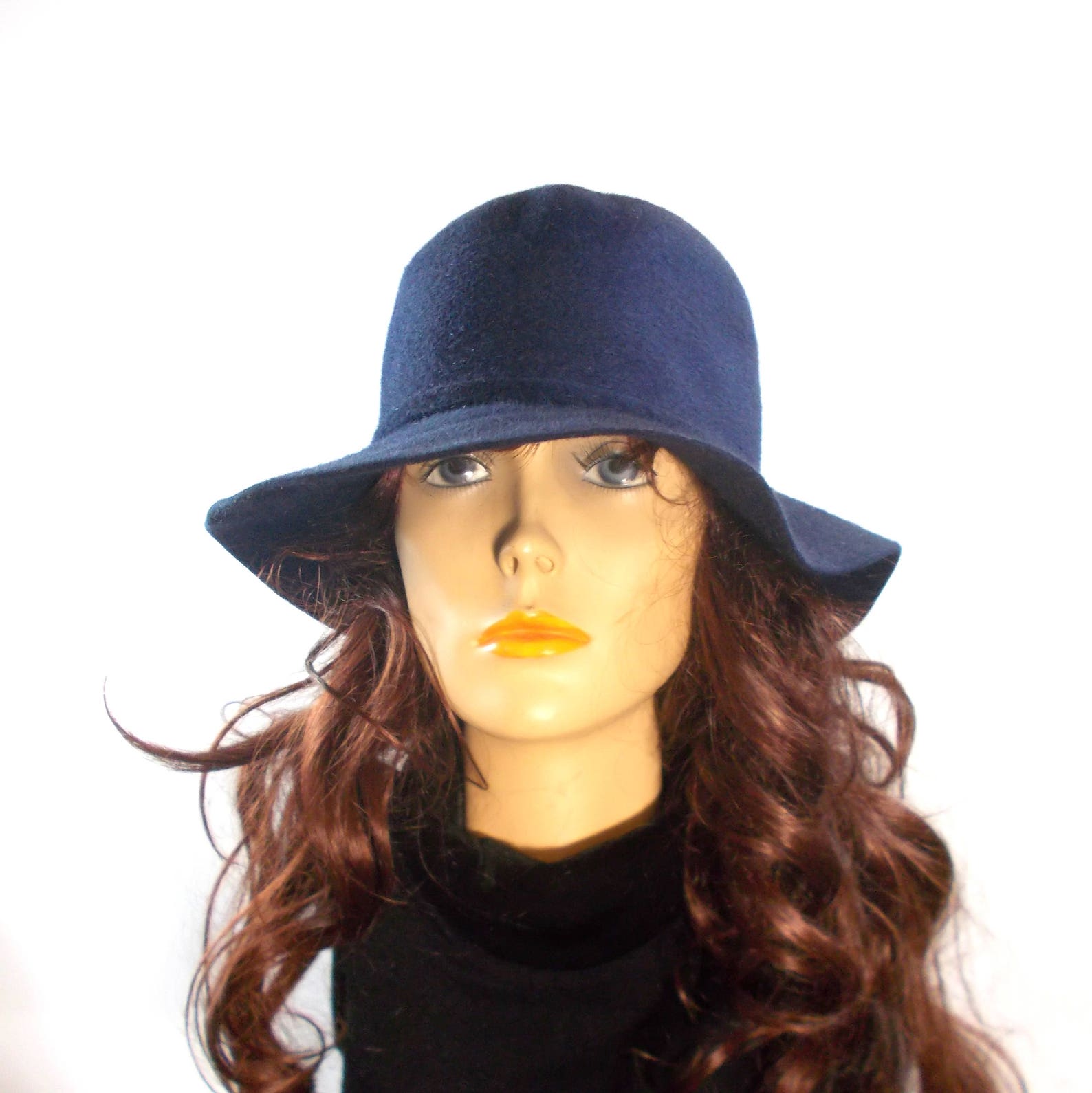 Midnight Blue Fedora Hat Womens Fedora Felted Wool Hat With Angora Wool ...