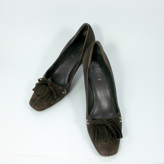 EU 39 US 8,5 Dark coffee brown vintage pumps 90s Genu… - Gem