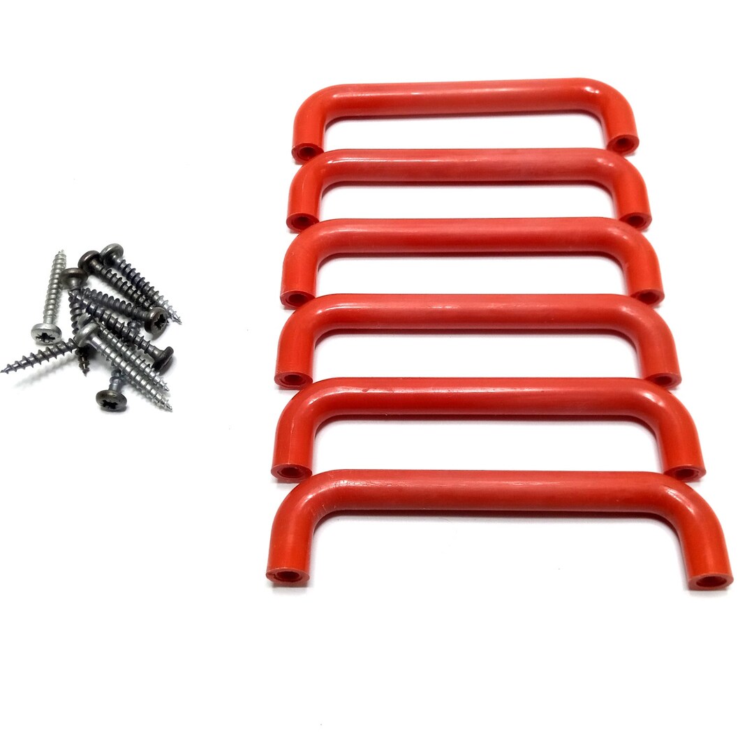 Set of 2 Red Vintage Drawer Pulls Knobs Space Age 60s Plastic Drawer ...