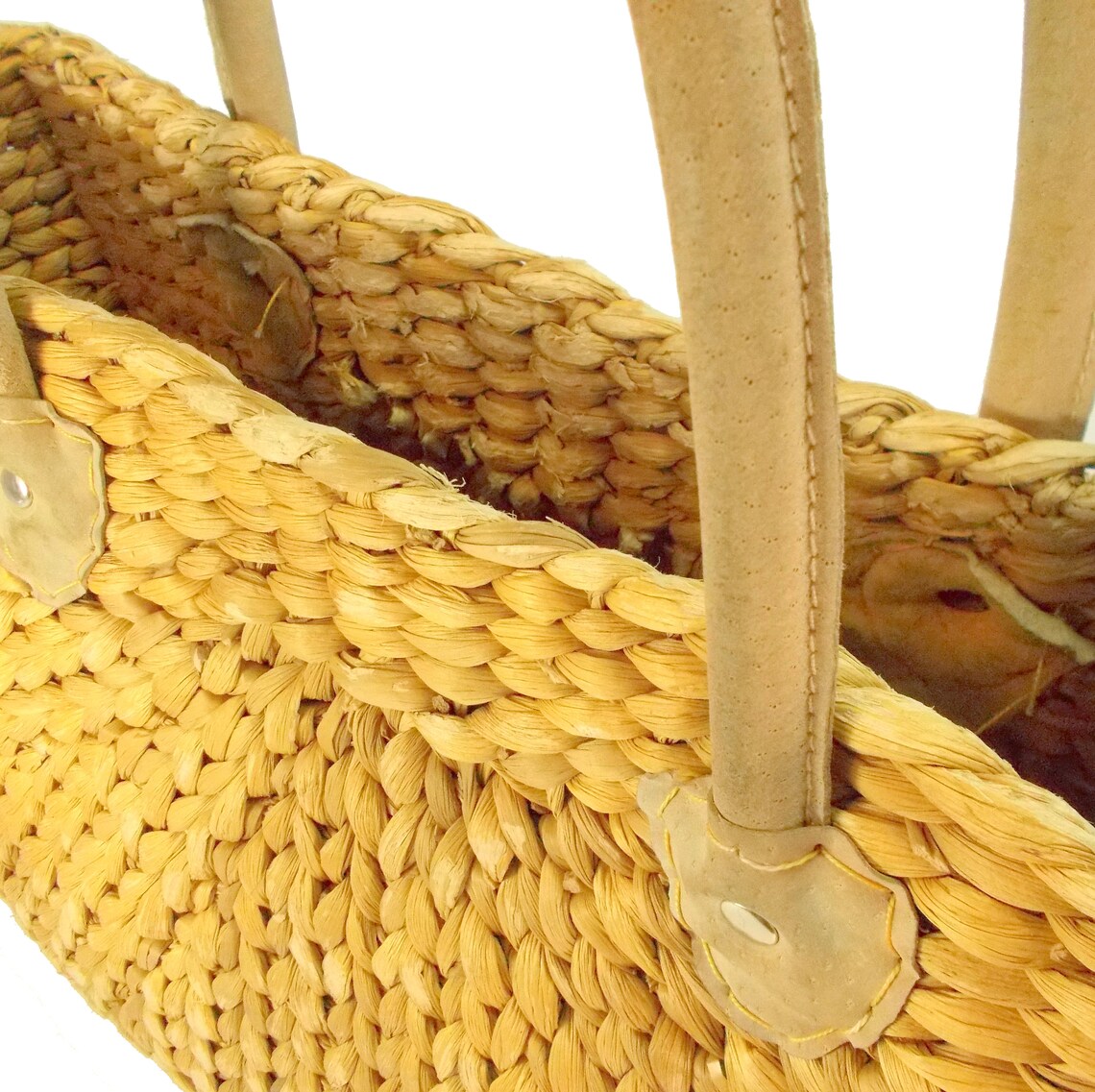 Vintage Straw Basket Bag Large Market Bag Natural Straw Bag - Etsy