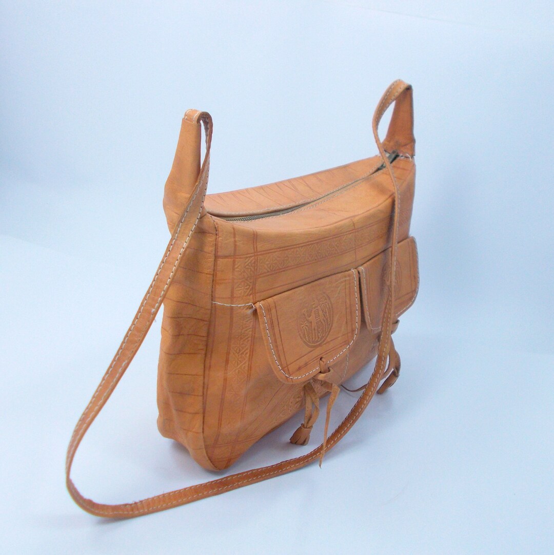 Vintage Shoulder Bag, Genuine Leather Handbag, Embosed Leather Tote ...