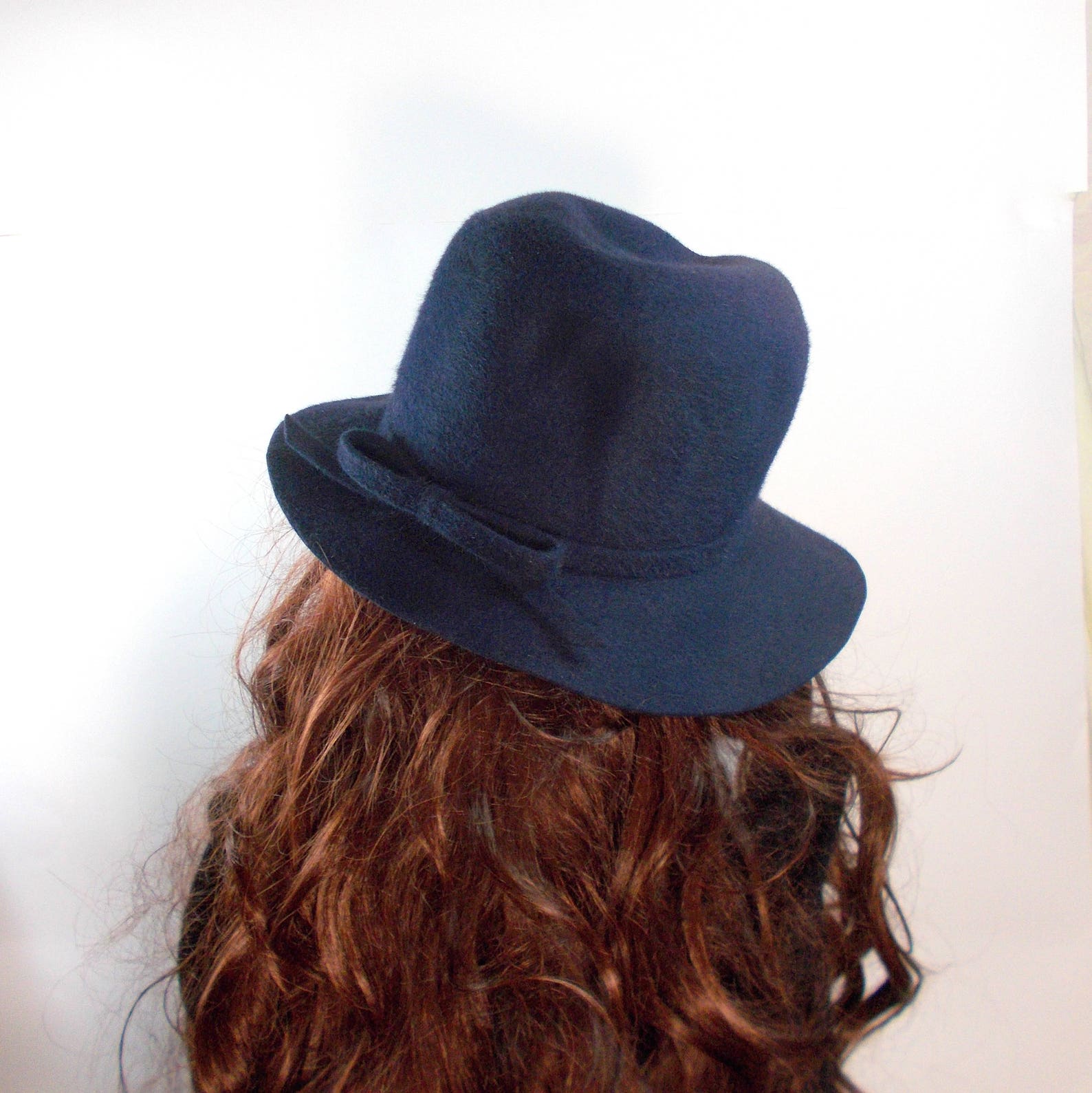 Midnight Blue Fedora Hat Womens Fedora Felted Wool Hat With Angora Wool ...
