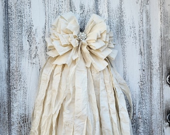 Fabric Rag Bow, Shabby Rag Bow, Farmhouse Decor, Spring Summer ...