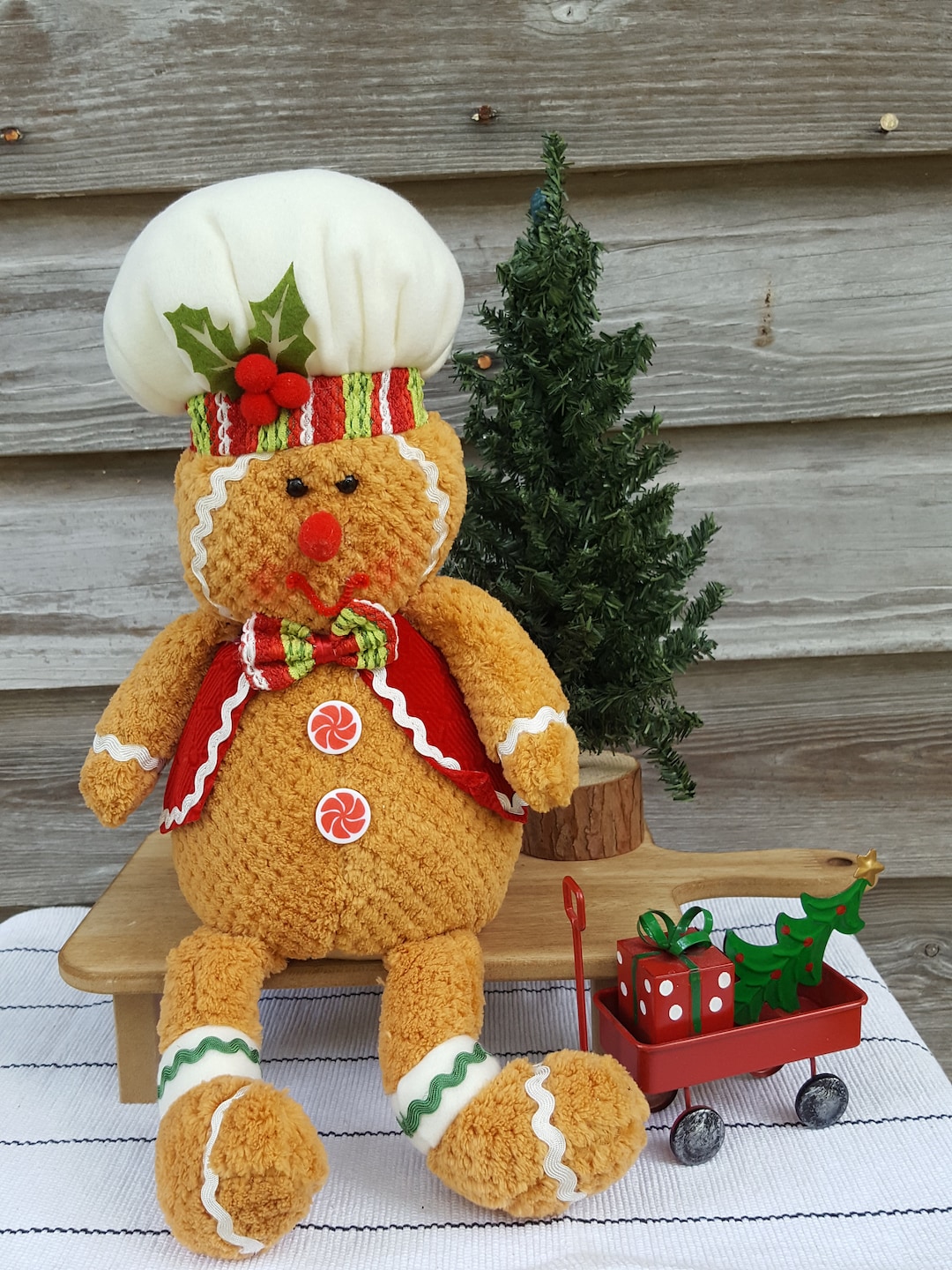 14 Sitting Gingerbread Man, Christmas Holiday decor, Stuffed Shelf ...