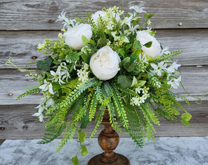 Candlestick Floral Arrangement, Everyday Table Centerpiece, Spring ...