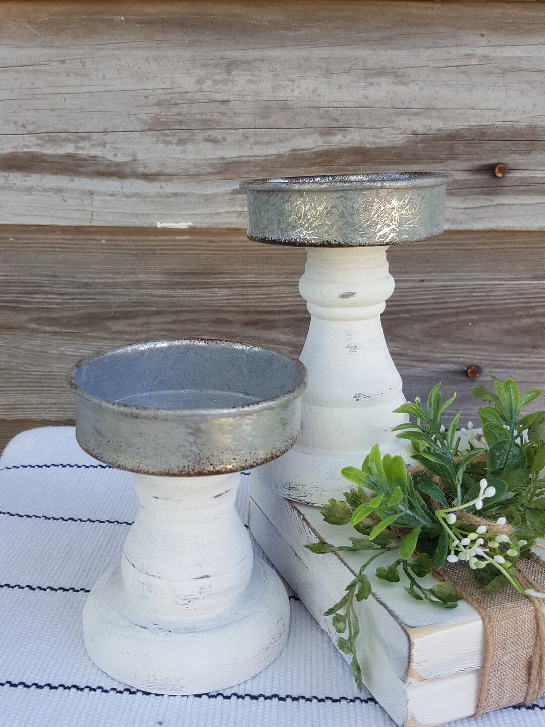 Farmhouse Candle Holders, Wood and Metal Candle Holders, Rustic Candle ...