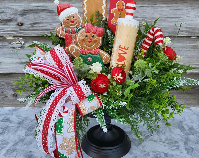 Gingerbread Arrangement, Gingerbread Bakery Centerpiece, Christmas ...