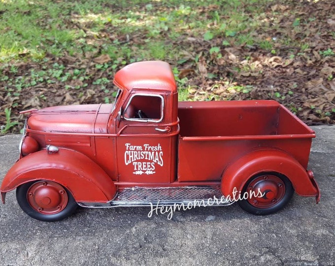 Personalized Red Truck, Rustic Red Metal Truck Farmhouse Decor, Red ...