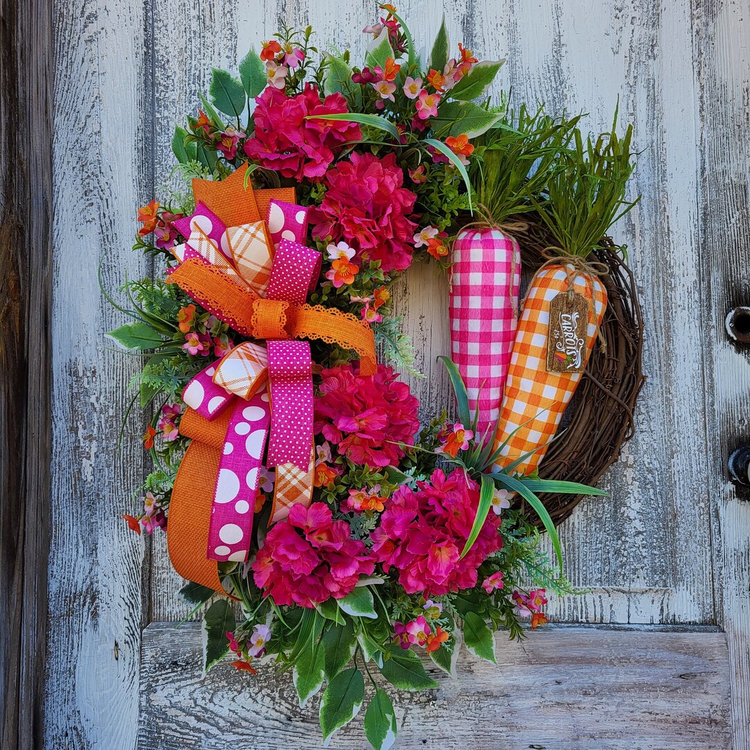 Easter Hydrangea Wreath, Spring Front Door Wreath, Easter Holiday Decor ...