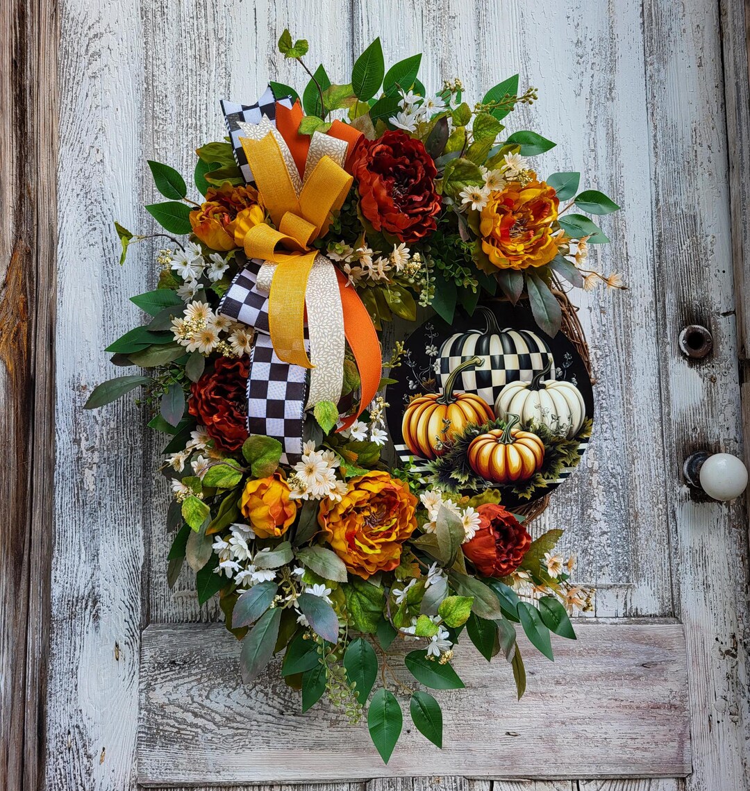 Fall Peony Wreath, Fall Front Door Wreath, Autumn Floral Grapevine ...