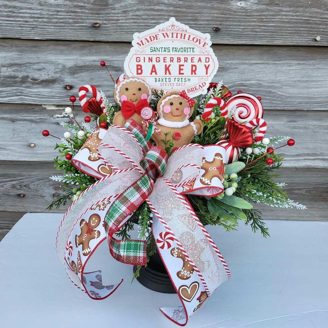 Gingerbread Arrangement, Gingerbread Bakery Centerpiece, Christmas ...