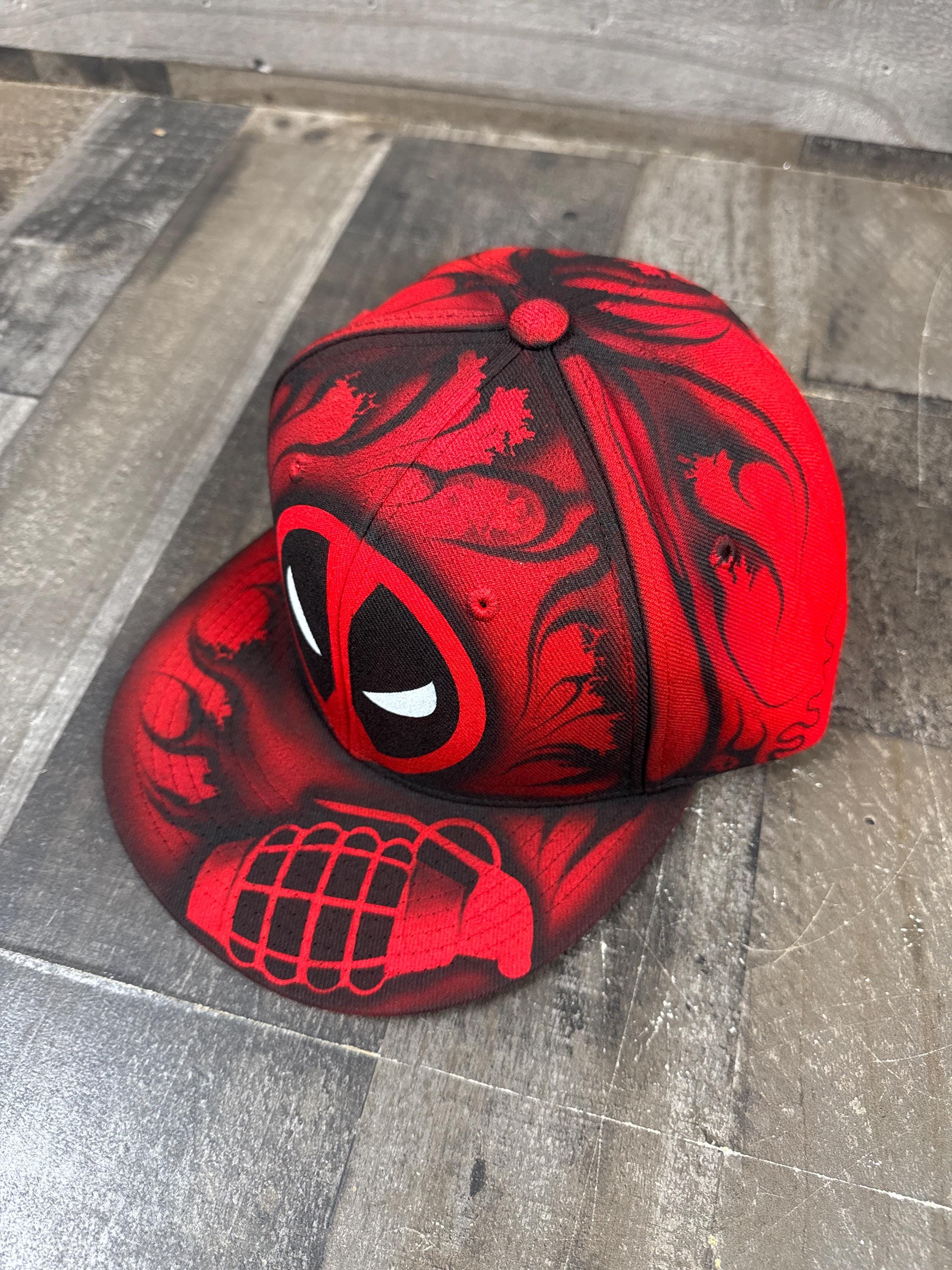 Airbrushed Deadpool Snapback Hat Hand Painted Airbrush - Etsy