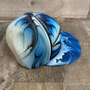 Airbrushed Deep Water Blue Battle Bat Snapback Hat Hand Painted ...
