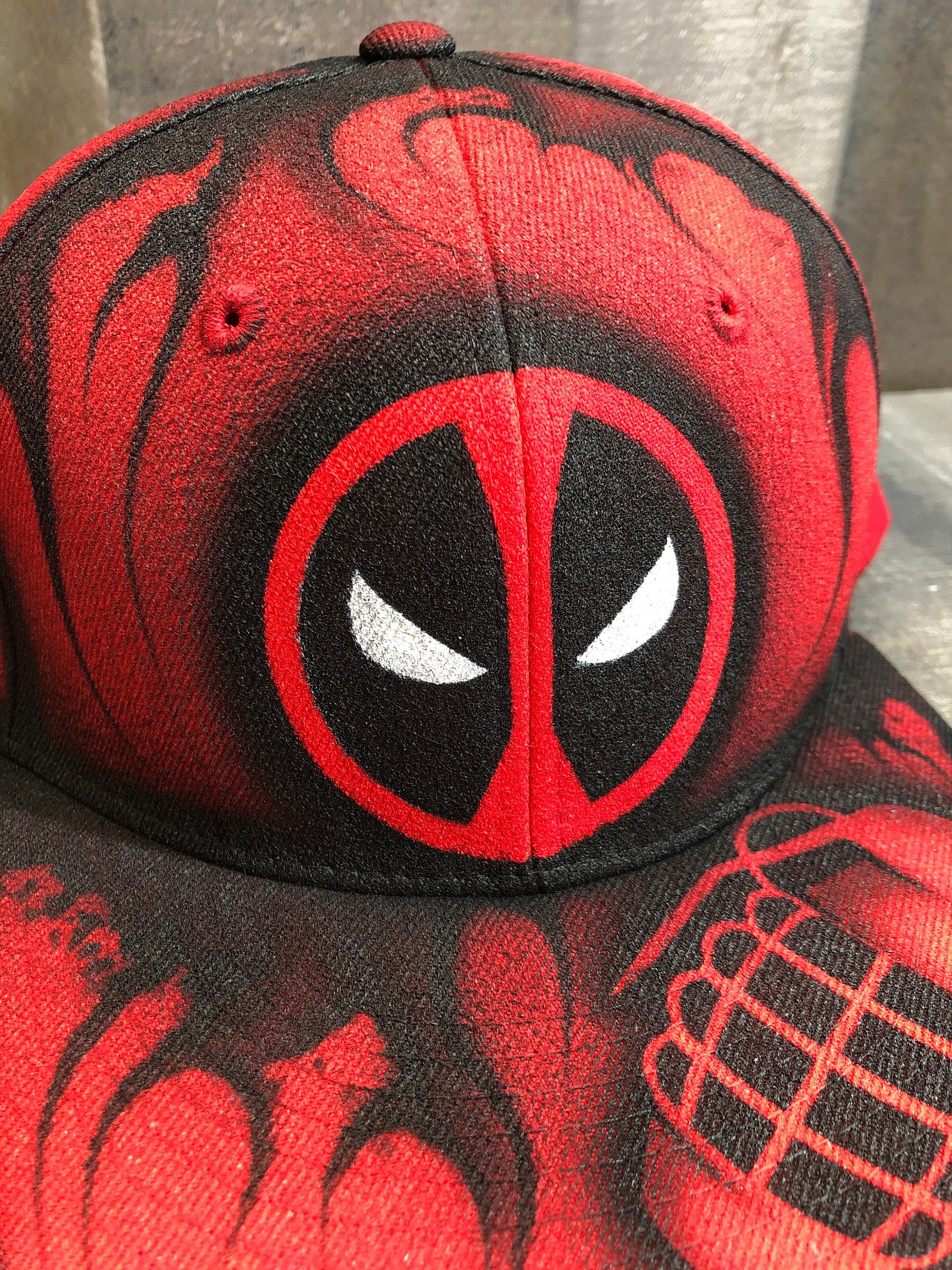 Airbrushed Deadpool Snapback Hat Hand Painted airbrush | Etsy