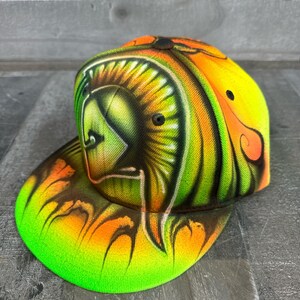 Airbrushed Neon Spartan Helmet Snapback Hat Hand Painted Airbrush - Etsy