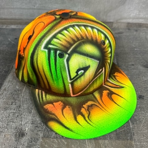 Airbrushed Neon Spartan Helmet Snapback Hat Hand Painted Airbrush - Etsy