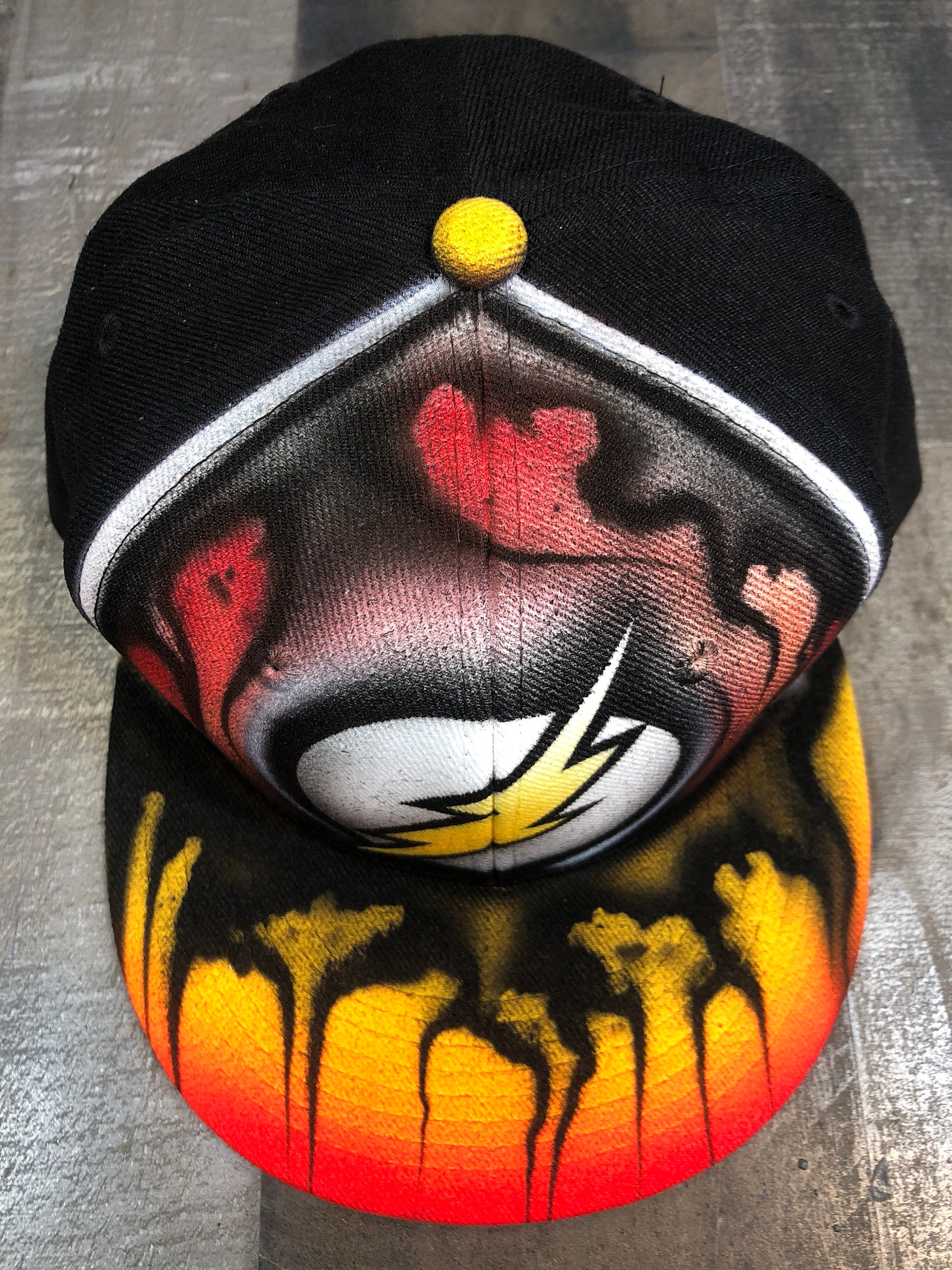 Airbrushed Flash Snapback Hat Hand Painted airbrush cap | Etsy