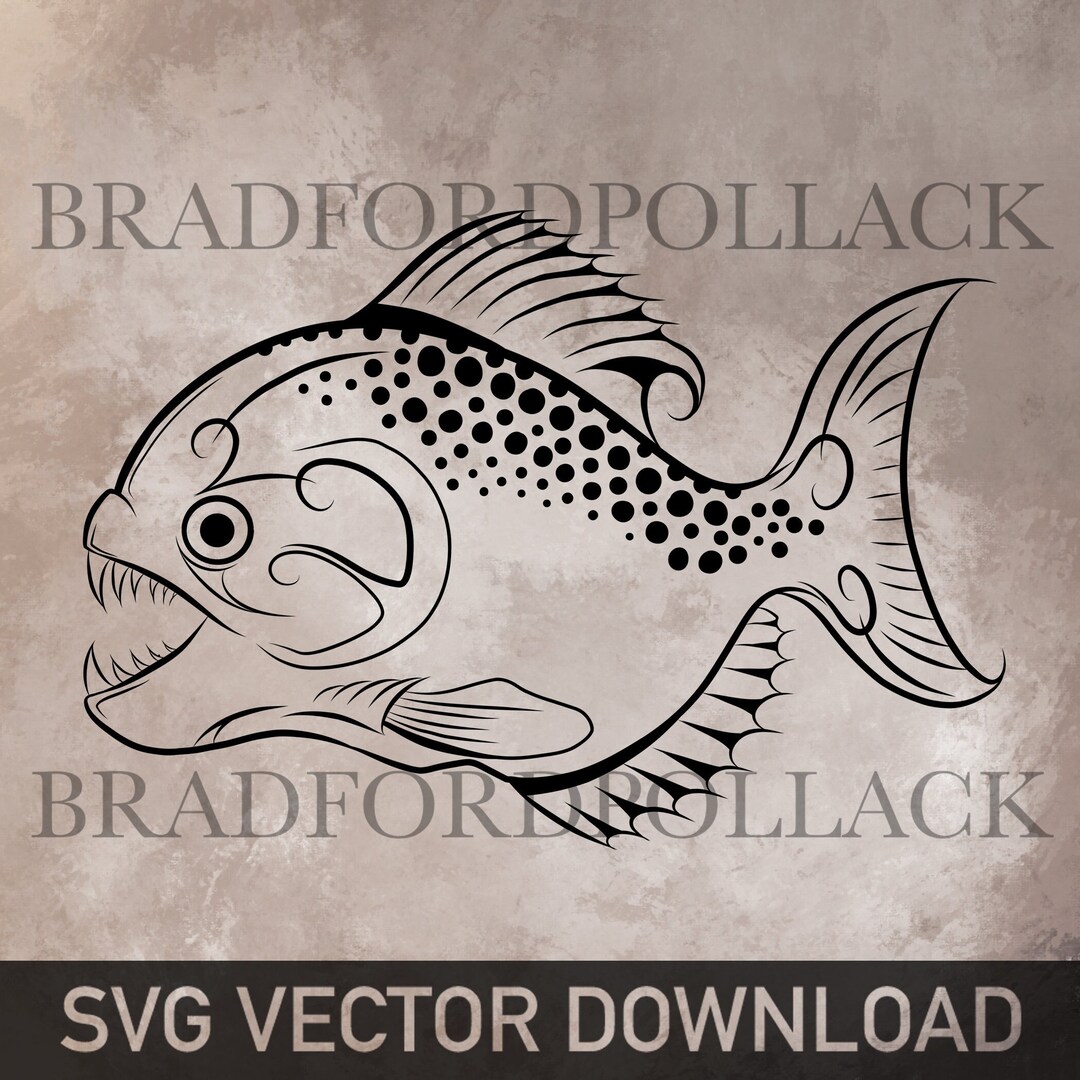 Piranha Fish SVG VECTOR DOWNLOAD Single Color T Shirt Logo Graphic ...