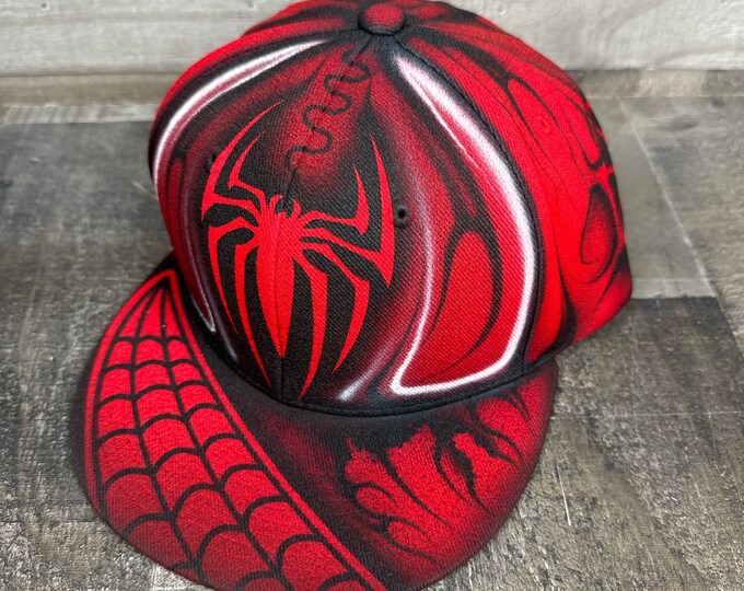 Airbrushed Red Spider Snapback Hat Hand Painted Airbrush - Etsy