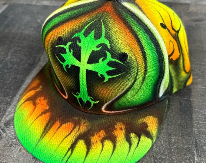 Airbrushed Christian Neon Cross Snapback Hat Hand Painted Airbrush ...