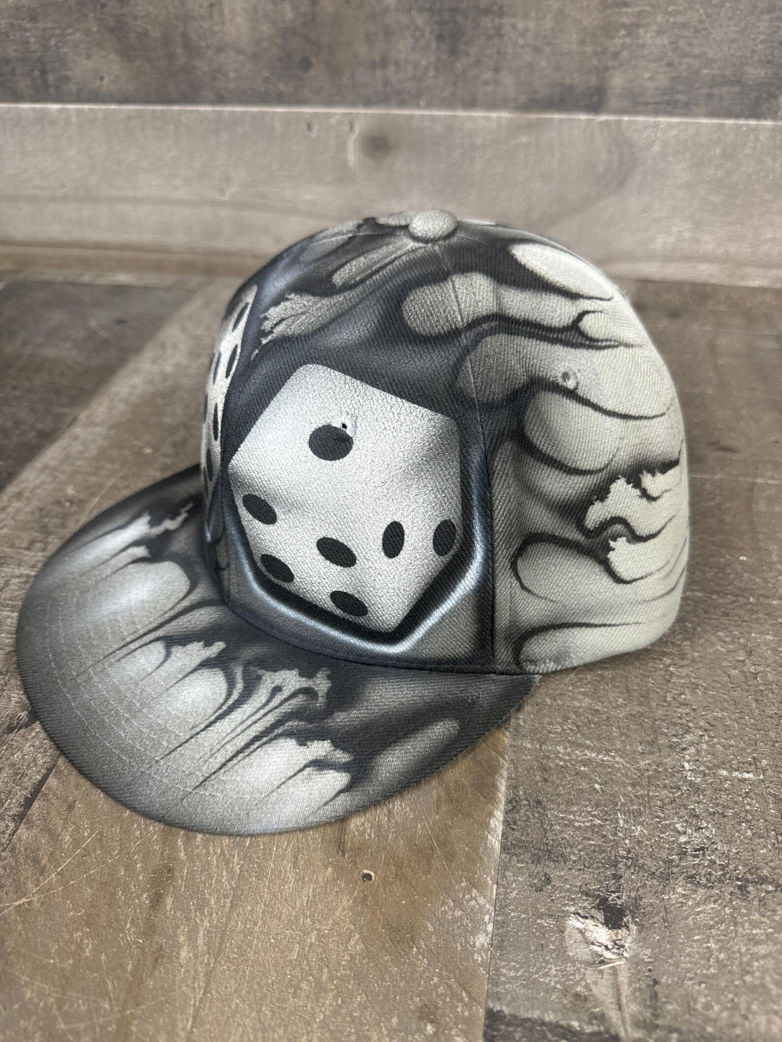Airbrushed Lucky Dice Snapback Hat Hand Painted Airbrush Cap - Etsy