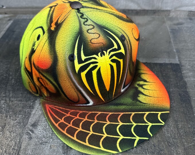 Airbrushed Neon Spider Web Snapback Hat Hand Painted Airbrush - Etsy
