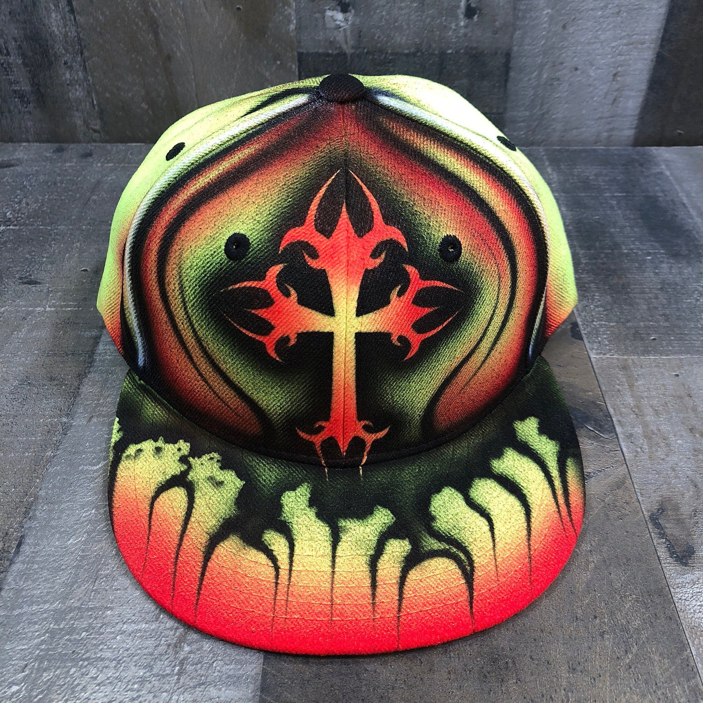 Airbrushed Cross Snapback Hat Hand Painted airbrush Christian | Etsy