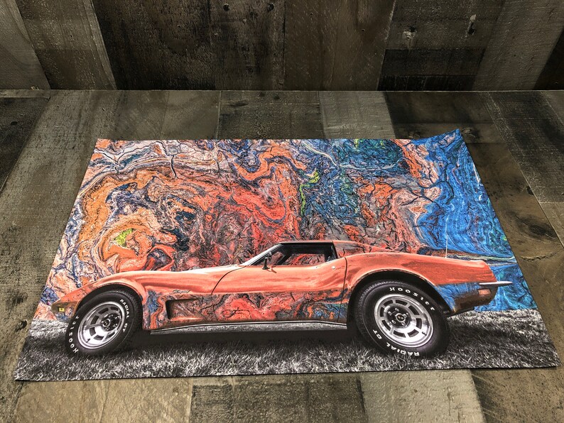 Chevrolet Corvette Abstract Art Print Wall Hanging Mixed Media | Etsy